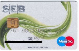 Bank Card: Green abstraction-2 (Seb Banka, LatviaCol:LV-MS-0052