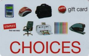 Gift Card: choices (Staples, United States of America(Various designs ...