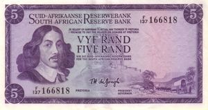 Banknote: 5 Rand (South Africa) (1966-1976 ND Issue) Wor:P-112b