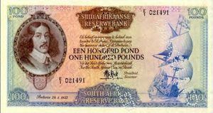 Banknote: 100 Pounds (South Africa(1948-1959 Issue) Wor:P-101b