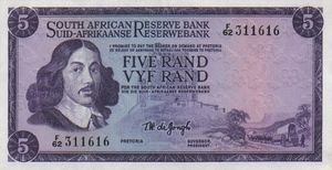 Banknote: 5 Rand (South Africa(1966-1976 ND Issue) Wor:P-111b