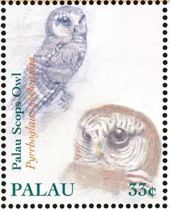 Stamp: Palau Owl (Pyrroglaux podargina) (Palau(Birds of Palau 2000) Mi ...