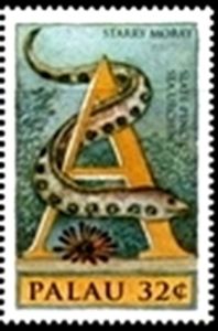 Stamp: Starry Moray (Echidna nebulosa), Slate Pencil Urchin (Eucida ...