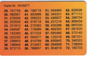 Bank Card: Code card Swedbank (Swedbank, LatviaCol:LV-GM-0016