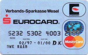 Bank Card: S Eurocard (Verbands-Sparkasse Wesel, Germany, Federal ...