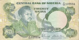 Banknote: 20 Naira (Nigeria(1984-2022 Issue) Wor:P-26c.2