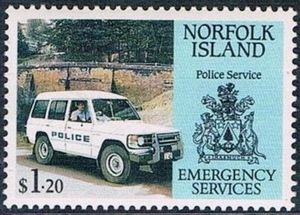 Stamp: Toyota Landcruiser 4WD Police Car (Norfolk Island(Emergency ...