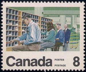 Stamp: Mail Sorters (Canada(Centenary of Canadian Letter Carrier ...
