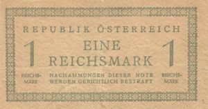 Banknote: 1 Reichsmark (Austria(1945 Issue Russian Ocupation - WWII ...