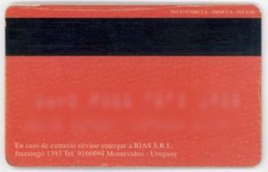 Bank Card: Bankomat (Banco Santander, UruguayCol:UY-GM-0008