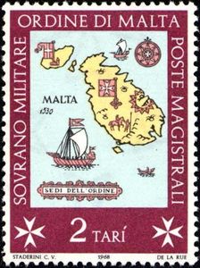 Stamp: Map of Malta (Malta, Sovereign Military Order of(Locations) Yt ...