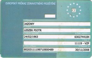 Tarjeta Funcional: European Health Insurance Card - VZP (Insurance ...