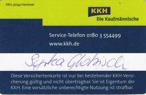 Functional Card: KKH (Insurance, Germany, Federal Republic(KKH - Kaufm ...