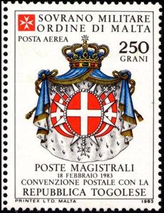 Stamp: Coat of arms of the SMOM (Malta, Sovereign Military Order of ...