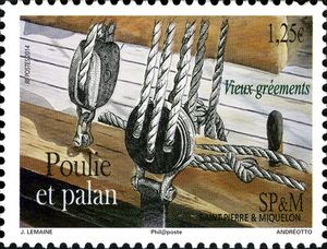 Stamp: Block and pulley (Saint Pierre and Miquelon(Old rigs) Mi:PM 1193 ...
