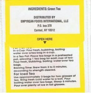 Tea Bag: Asian Green Tea (M'ara, United States of AmericaCol:TB-US-07687