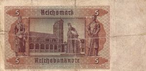 Banknote: 5 Reichsmark (Germany(1942 Issue - Reichsbanknote) Wor:P-186b ...