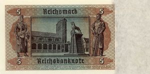 Banknote: 5 Reichsmark (Germany(1942 Issue - Reichsbanknote) Wor:P-186b ...