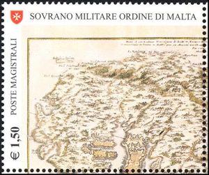 Stamp: Map of the island of Malta (Malta, Sovereign Military Order of ...