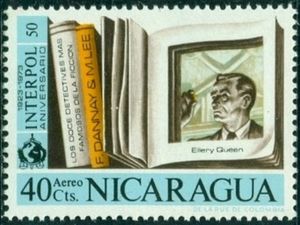 Stamp: Ellery Queen (Nicaragua(Interpol, 50th Anniv.: Crime Novels) Mi ...