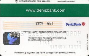Bank Card: + Bonus (Denizbank, Türkiye (Turkey)Col:TR-VI-0167.01
