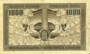 Banknote: 1,000 Markkaa (Finland(1909 Issue) Wor:P-15a.7