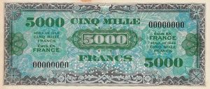 Banknote: 5,000 Francs (France) (1944 First Issue - Supplemental French ...