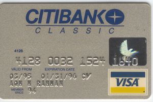 Bank Card: Citibank Classic (Citibank, United States of AmericaCol:US ...