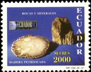 Stamp: Silicified wood (Ecuador(Congress ECUADOR MINING ’97) Mi:EC 2373 ...