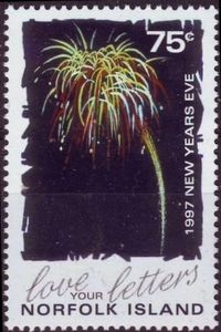 Stamp: Fireworks (New Year's Eve) (Norfolk Island(Christmas 1997 ...