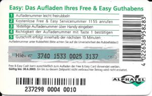 Telefonkarte: E-plus - Cash Free&Easy 50DM (Drillisch Alphatel) (E-plus, Deutschland ...