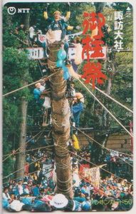 Phonecard: Onbashira Festival (Log-Riding) (NTT, Japan) (271 - complete ...