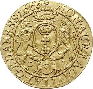 Moneda: 1 Ducat (Danzig(1648~1668 - 23rd King John II Casimir Vasa) WCC ...