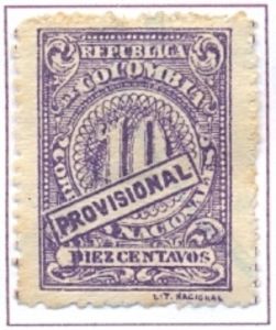 Stamp: Number 10 (Colombia(Number and coat of arms with steep or flat ...