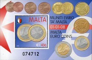 Stamp: Maltese Euro Coins (Malta) (Adoption of the Euro currency (1st ...