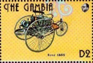 Stamp: Benz, Rear View, 1885 (Gambia(Benz Automobiles (1993)) Mi:GM ...