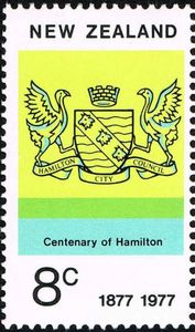 Stamp: Centenary of Hamilton (New Zealand(Commemoratives 1977) Mi:NZ ...