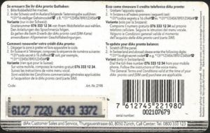 Telefonkarte: Pronto refill card CHF 30 (Mobile Switzerland, Schweiz ...