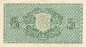 Banknote: 5 Markkaa (Finland(1922 Litt. B Issue) Wor:P-56a.10