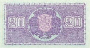 Banknote: 20 Markkaa (Finland(1939 & 1941 Dated Issue) Wor:P-71a.16