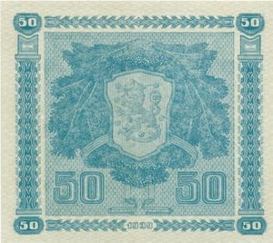 Banknote: 50 Markkaa (Finland(1939 & 1941 Dated Issue) Wor:P-72a.8