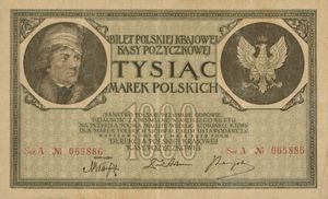 钞票: 1,000 Marek (波兰(1918-1924 Second Republic - Polish marka) Wor:P-22c 💴