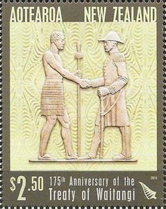 Stamp: 175th Anniversary of the Treaty of Waitangi (New Zealand(175th ...