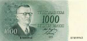 Banknote: 1,000 Markkaa (Finland(1955 Issue) Wor:P-93a.9
