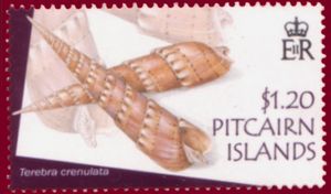 Stamp: Crenulate Auger (Terebra crenulata) (Pitcairn Islands(Shells) Mi ...