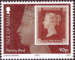 Stamp: Penny Red (Isle of Man) (175 years of Penny Black) Mi:IM 2012,Yt ...