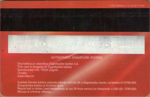 Bank Card: Zaba-Maestro (Zagrebacka Banka, CroatiaCol:HR-MS-0012