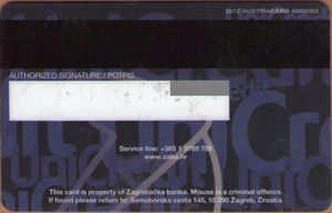 Bank Card: Zaba-Maestro (Zagrebacka Banka, CroatiaCol:HR-MS-0014