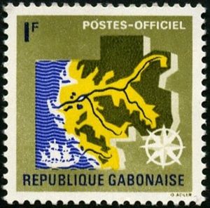 Stamp: Map of Gabon (Gabon) (Offical stamps) Mi:GA D1,Sn:GA O1,Yt:GA S1 ...