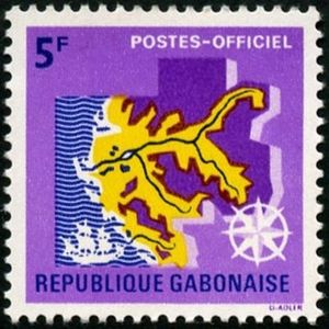 Stamp: Map of Gabon (Gabon(Offical stamps) Mi:GA D3,Sn:GA O3,Yt:GA S3 ...